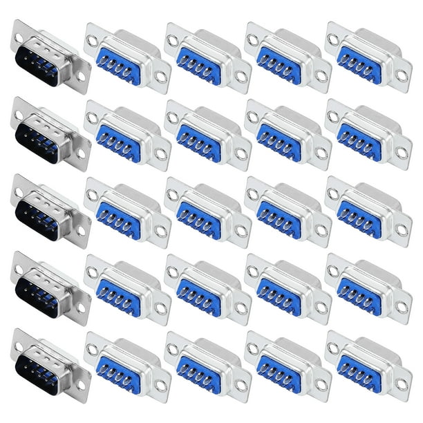 Unique Bargains 25Pcs DB9 Male Connector Dual Rows 9 Pin D-Sub ...