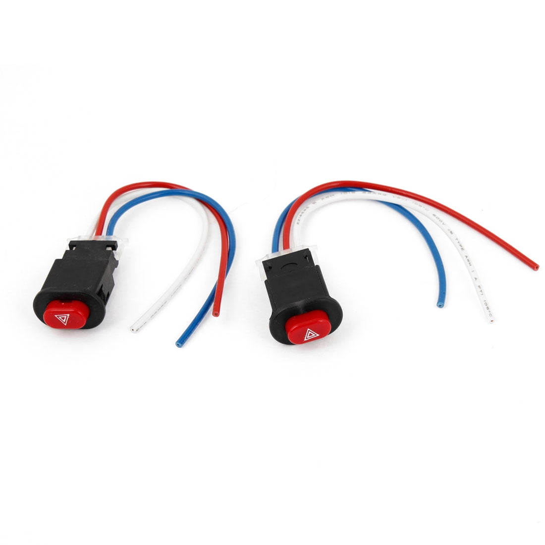Unique Bargains 2PCS Motorbike Black Red Push Button 3 Wired Light ...