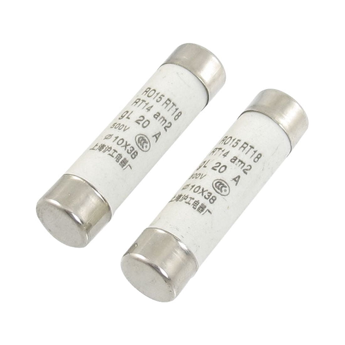 Unique Bargains 2Pcs 500V 20A Fast-blow Acting Ceramic Fuse 10mm x 38mm ...