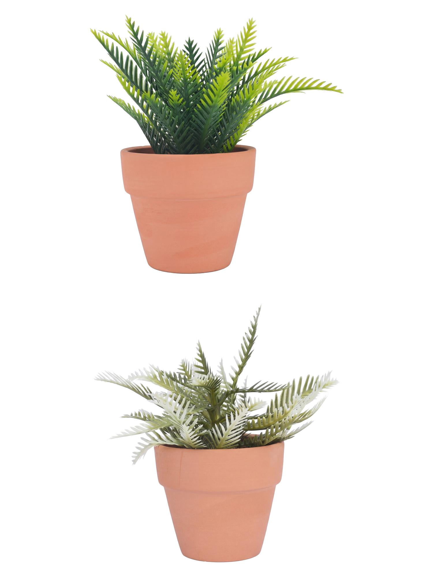 Unique Bargains 2Pcs Artificial Sago Palm Plant in Ceramic Pot 6.3 ...
