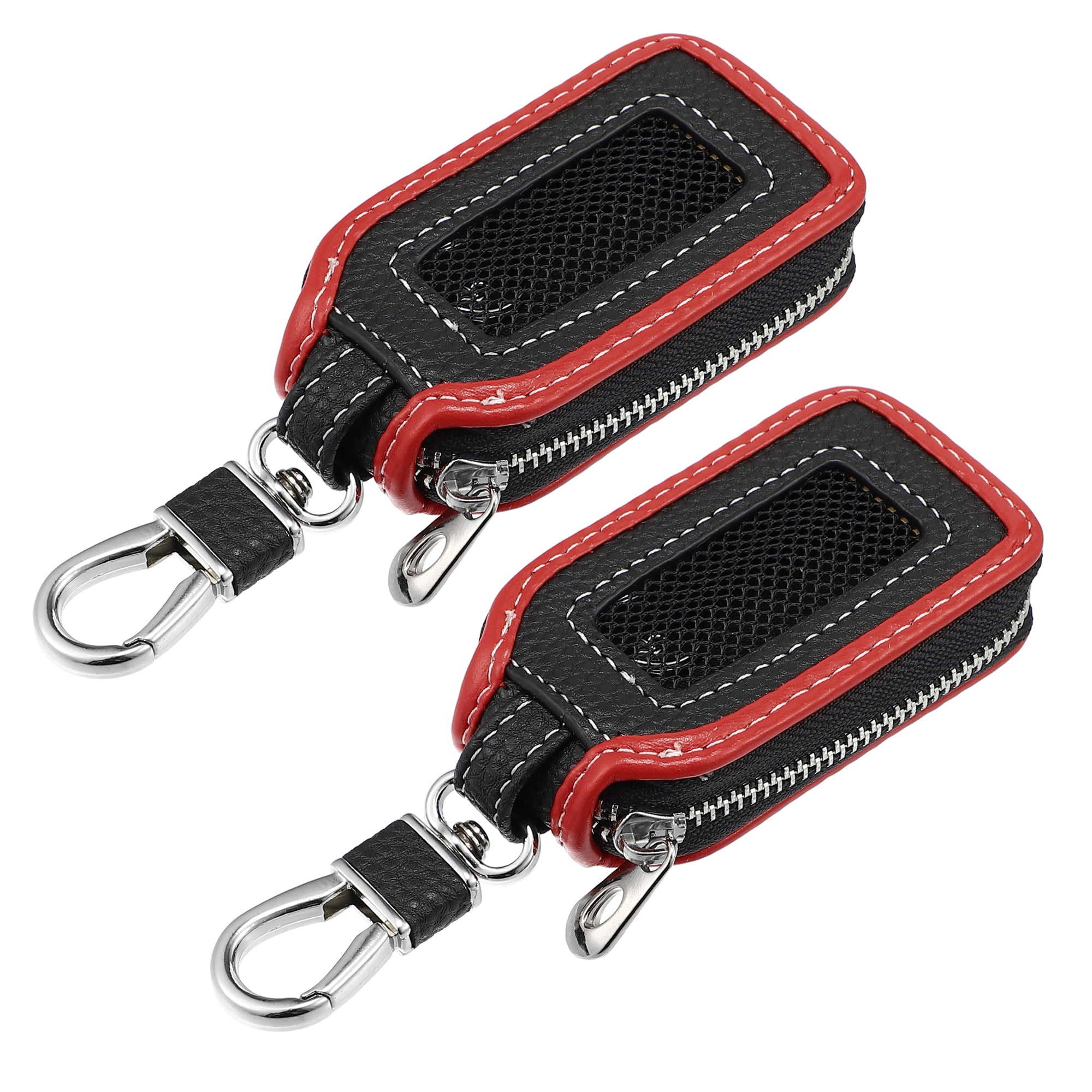 Unique Bargains 2Pcs Car Key Case Faux Leather Zipper Multifunctional ...