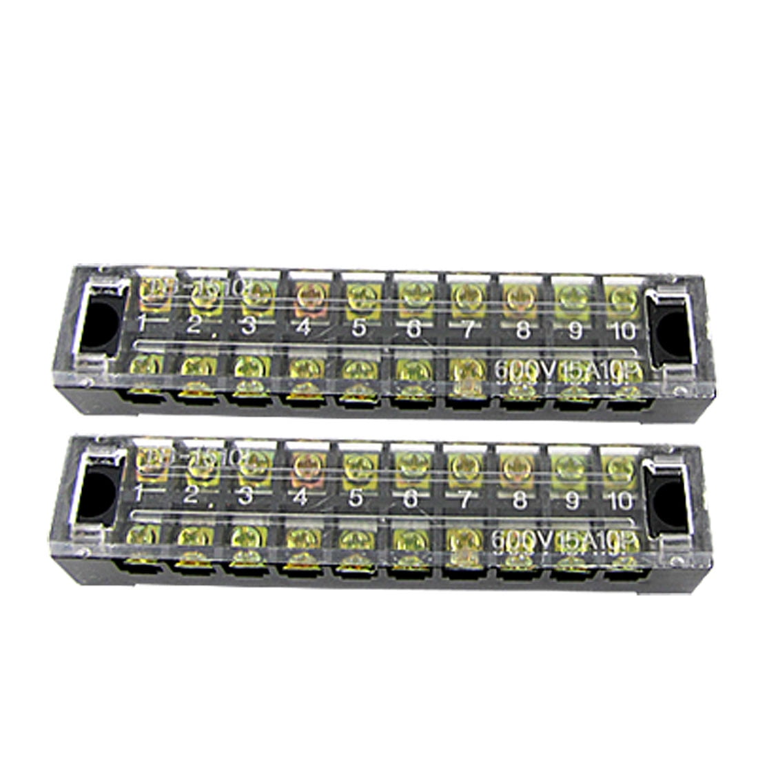 Unique Bargains 2Pcs Cover Screw Terminal Strip 600V 15A Barrier Block ...