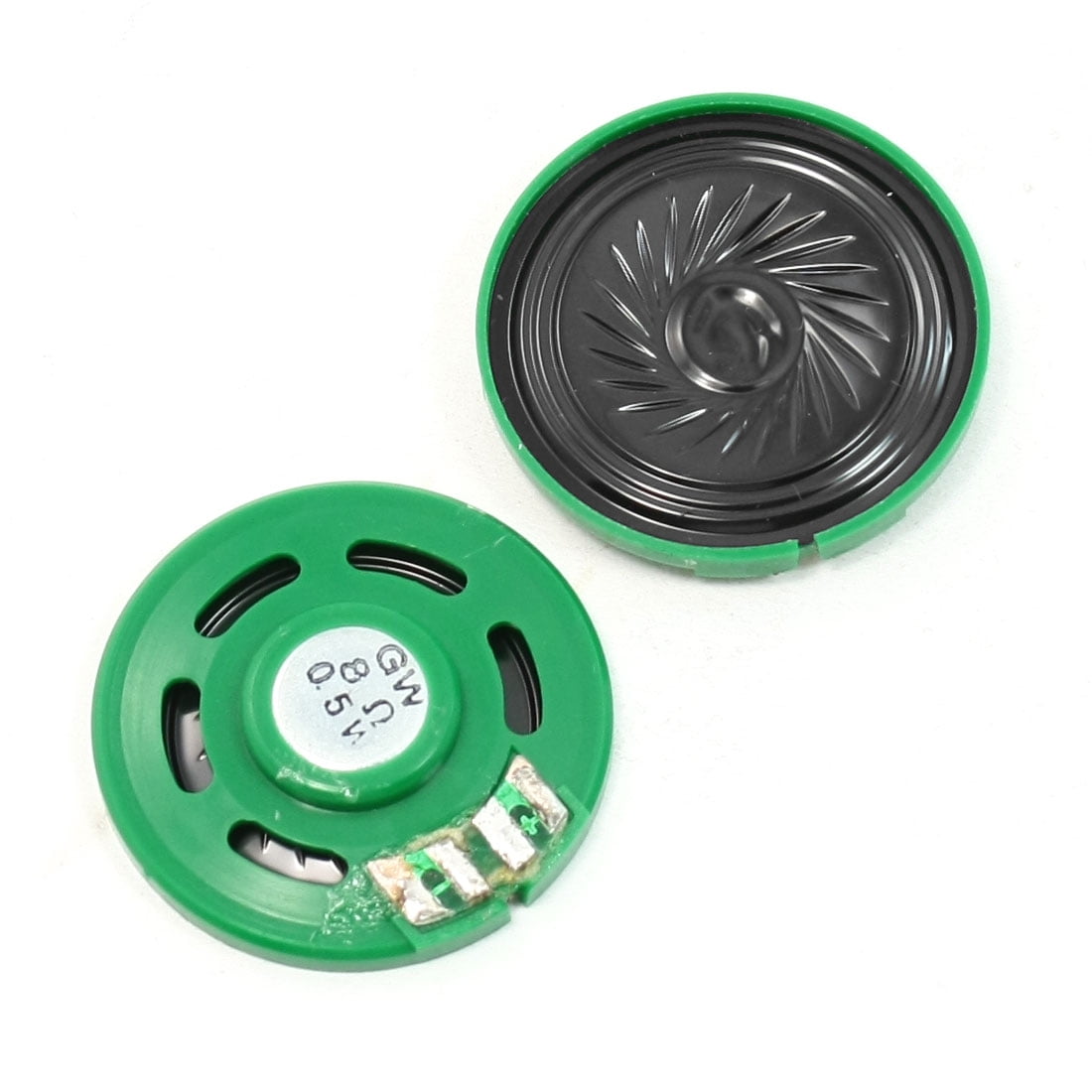 Unique Bargains 2Pcs Green Plastic Shell 8 Ohm 0.5W 39mm Round Slim ...