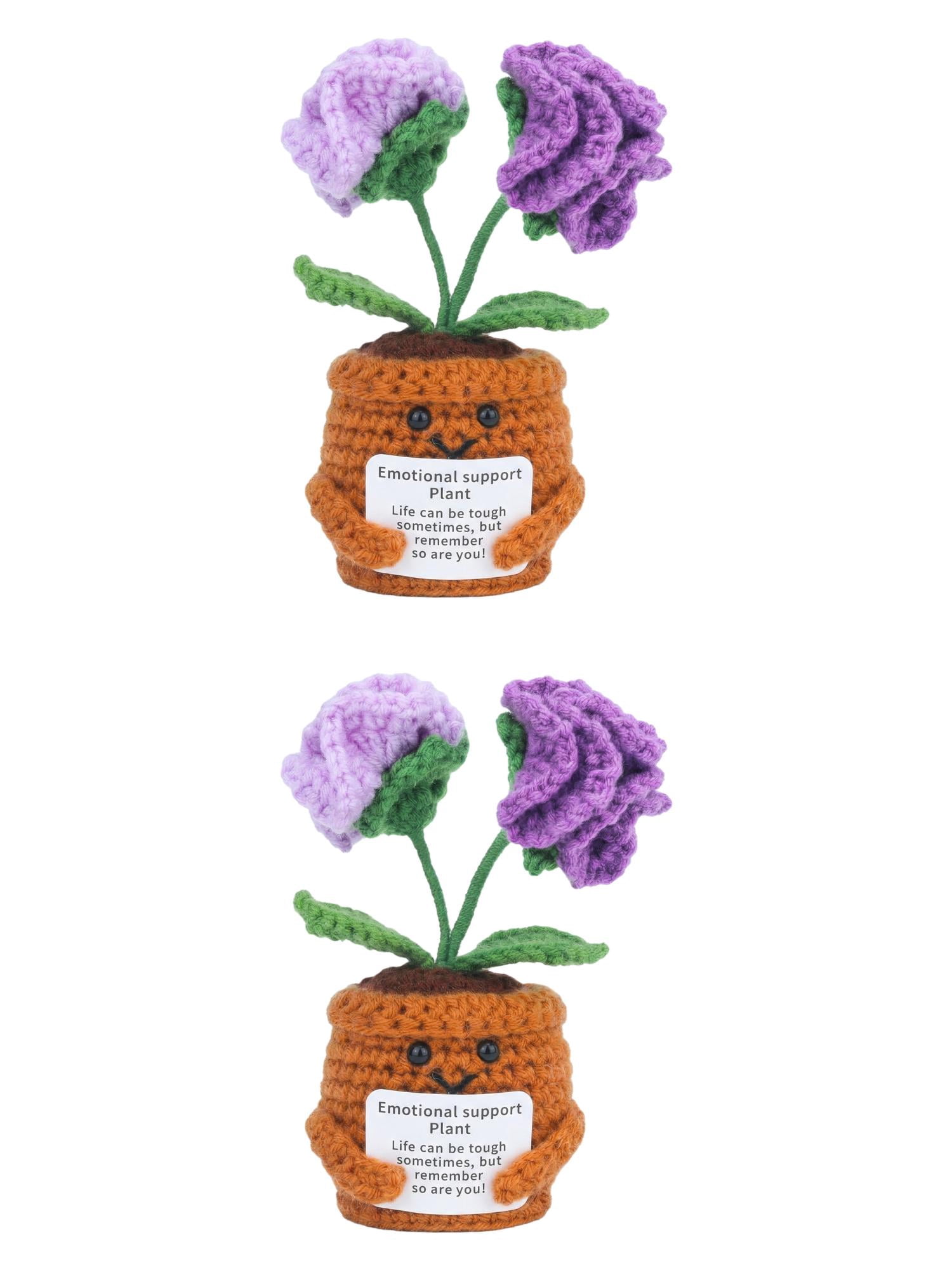 Unique Bargains 2Pcs Handmade Crochet Carnation Knitted Potted Plant ...