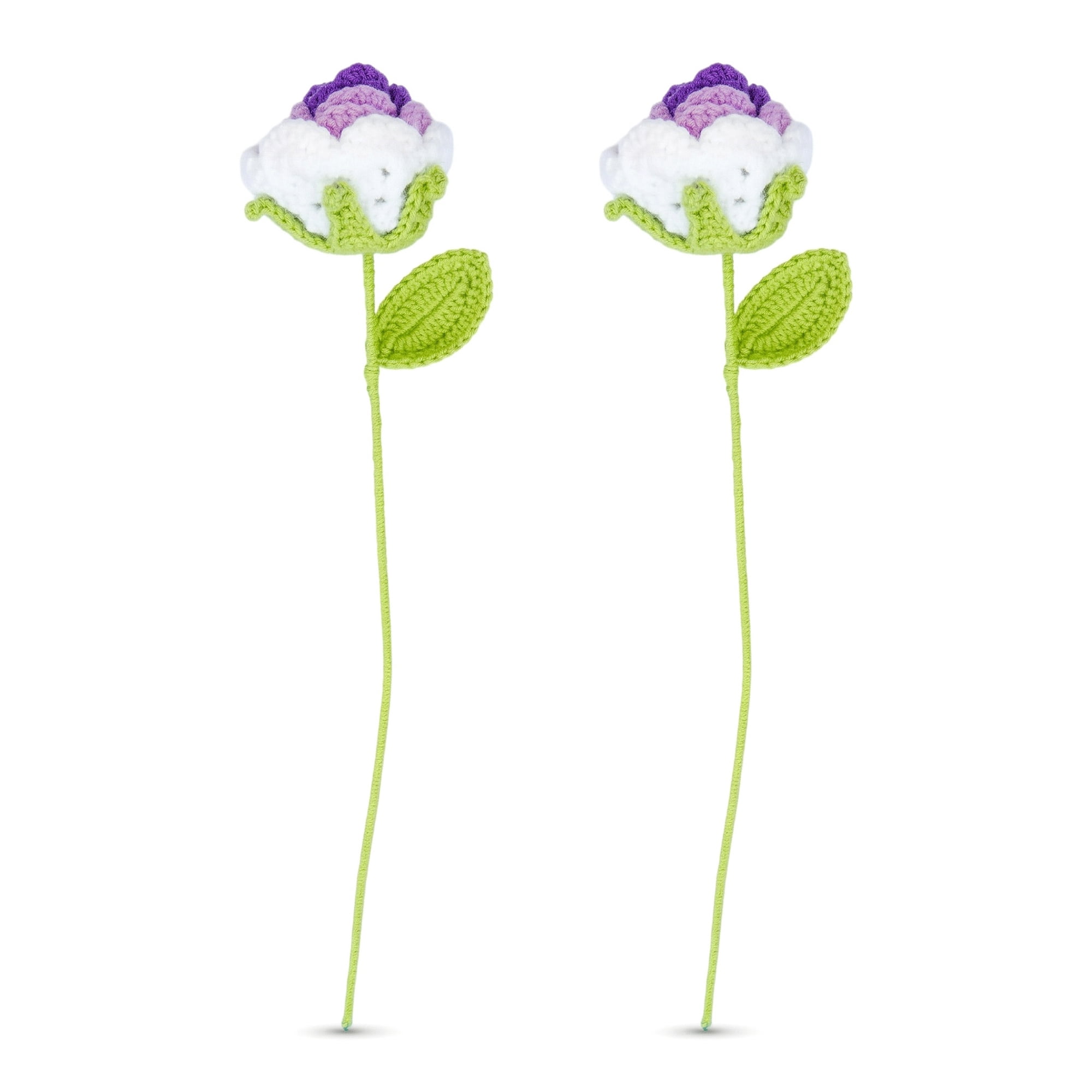 Unique Bargains 2Pcs Handmade Crochet Long Stem Realistic Fake Roses ...