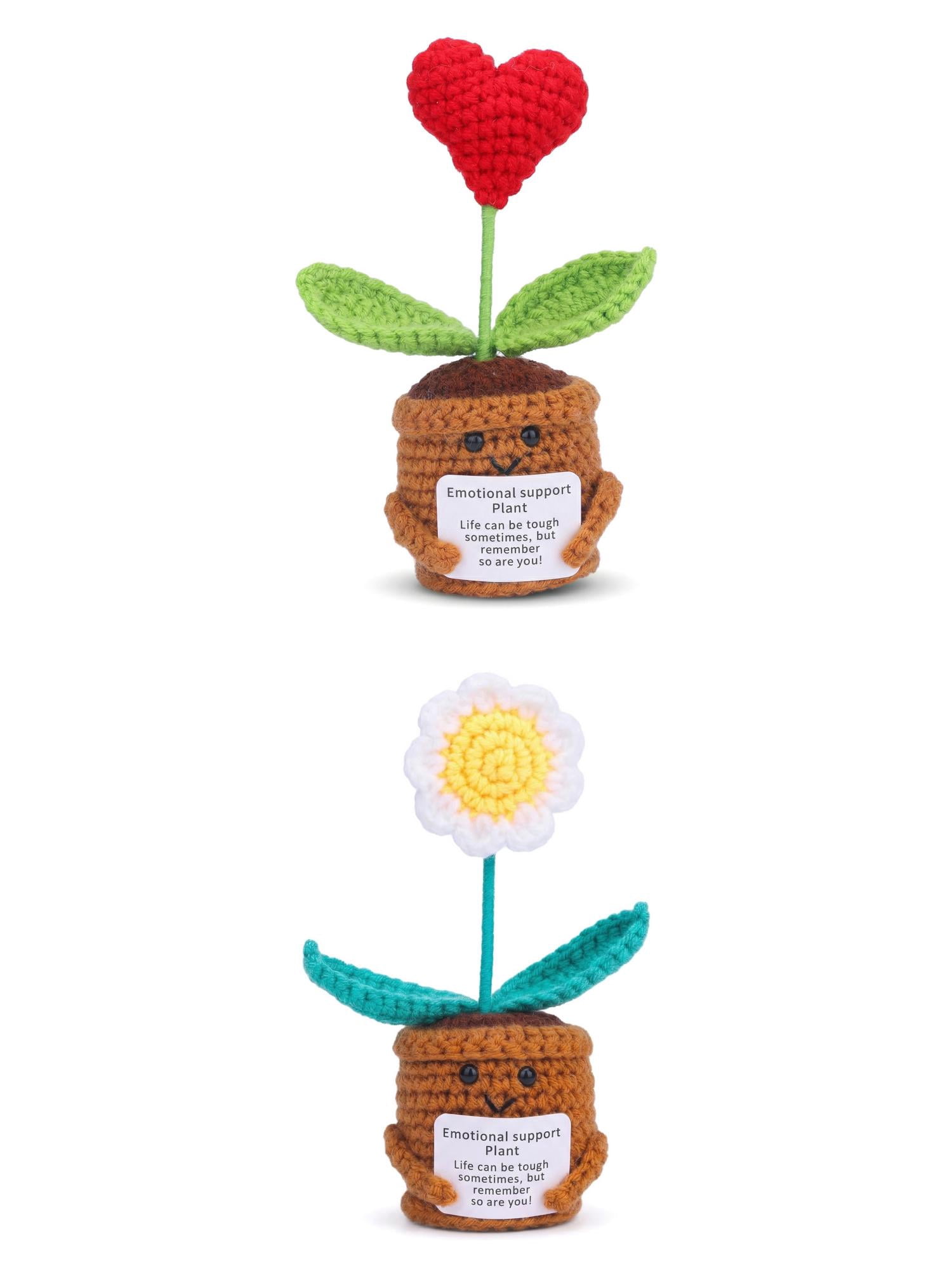 Unique Bargains 2Pcs Handmade Crochet Potted Knitted Plant Heart-Shaped ...