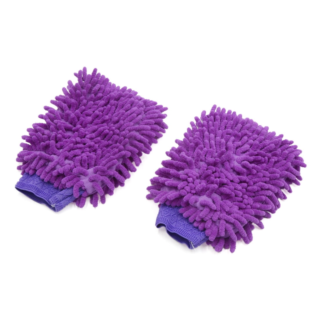 Unique Bargains 2Pcs Purple Double Side Chenille Wash Mitten Cleaning ...