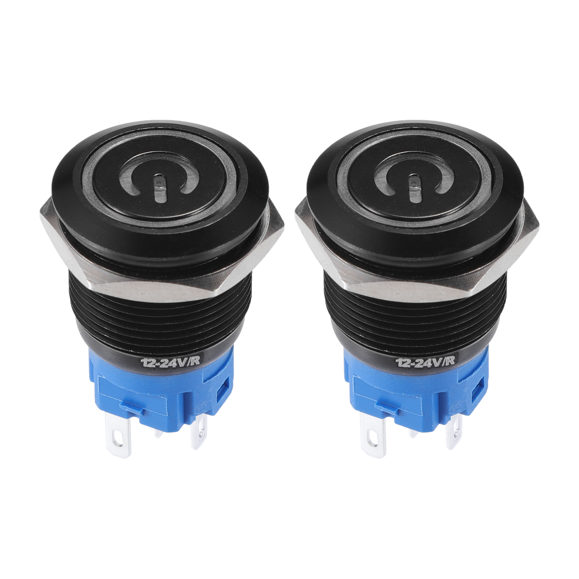 Unique Bargains 2pcs 19mm Car Interior Momentary Push Button Switch ...