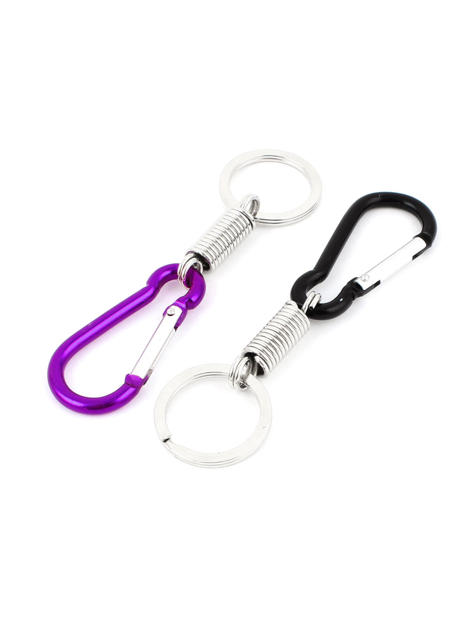 Unique Bargains 2pcs Black Purple Carabiner Clip Loaded Keychain ...