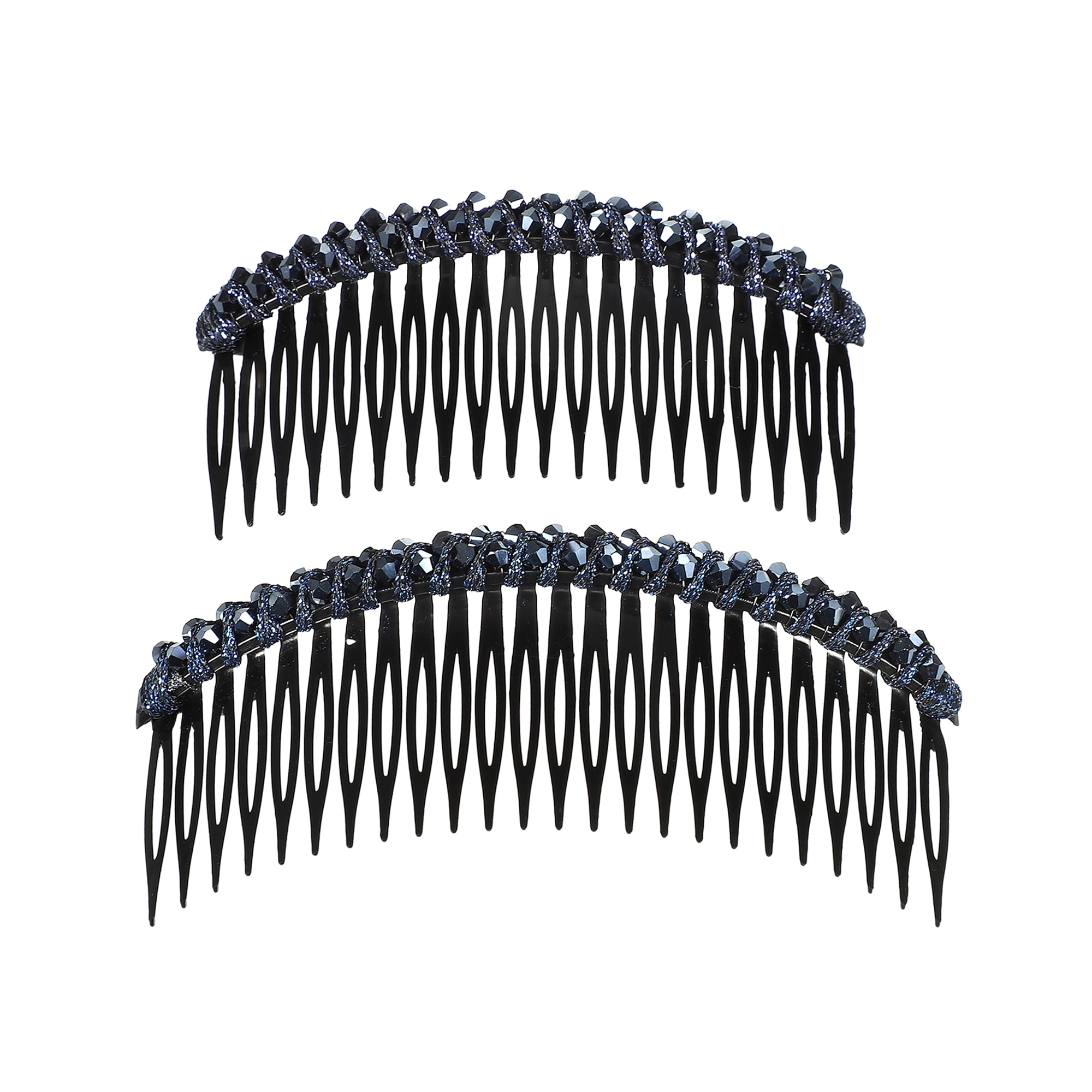 Unique Bargains 2pcs Plastic Rhinestone Side Hair Comb 20 Teeth and 24 ...
