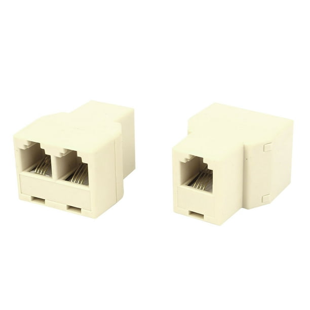 Unique Bargains 2pcs RJ11 4P4C 1 to 2 Female Socket Connector Telephone ...