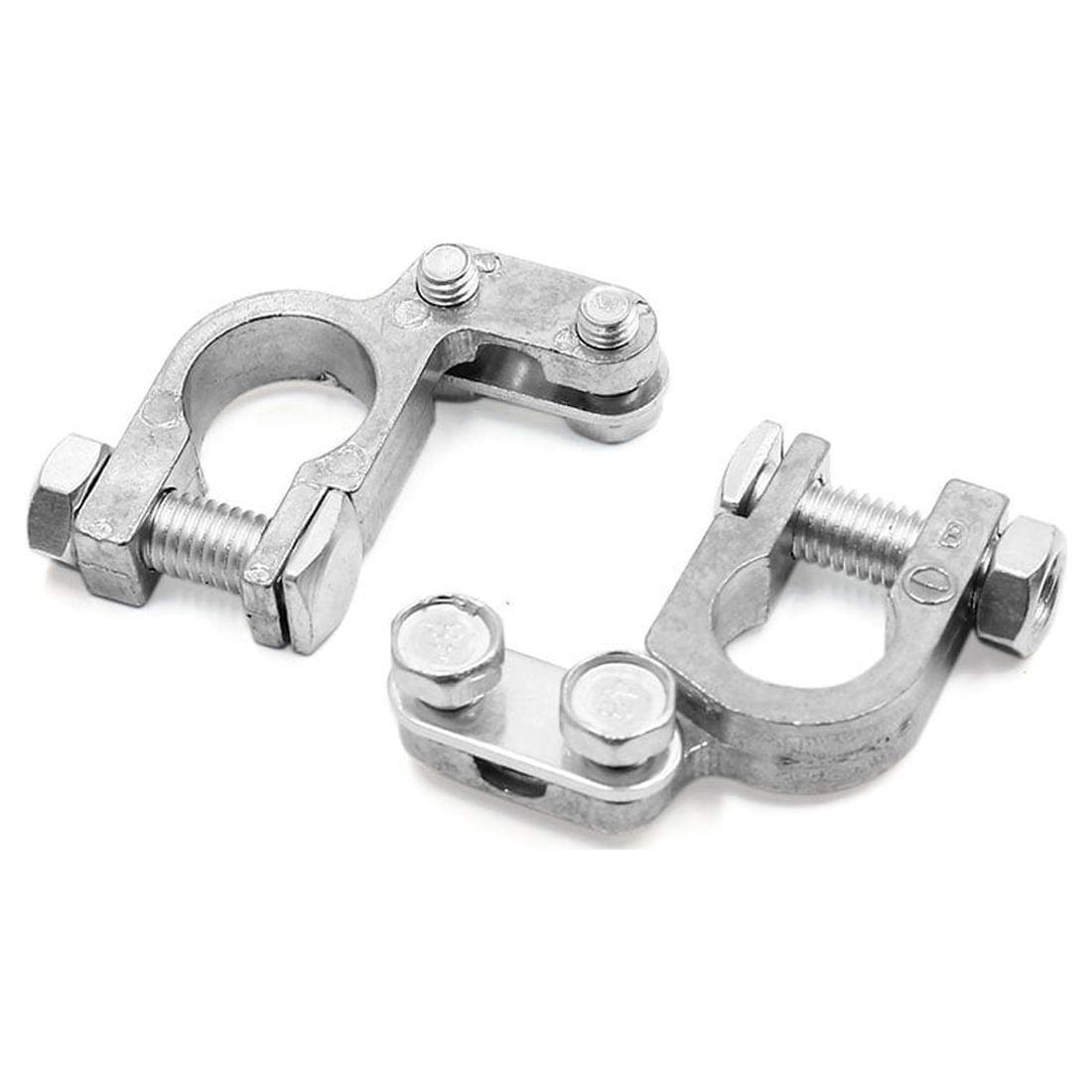 Unique Bargains 2pcs Silver Tone Zinc Alloy Battery Terminal Clamps ...