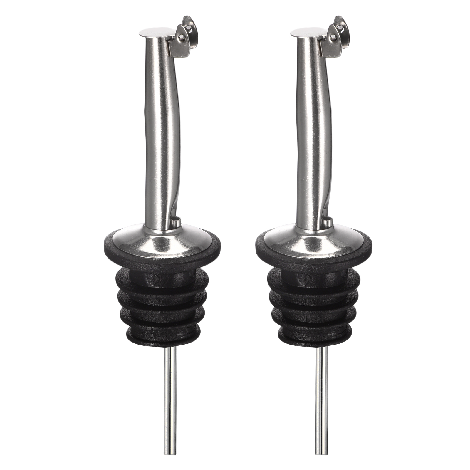 Unique Bargains 2pcs Stainless Steel Liquor Bottle Pourers with Dust ...