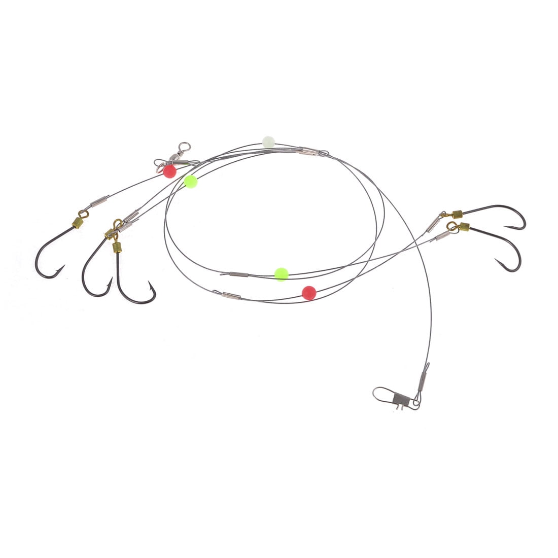 Unique Bargains 3.5Ft Mental Cord Attach 5 Pcs 22# Hooks Fishing Wire ...