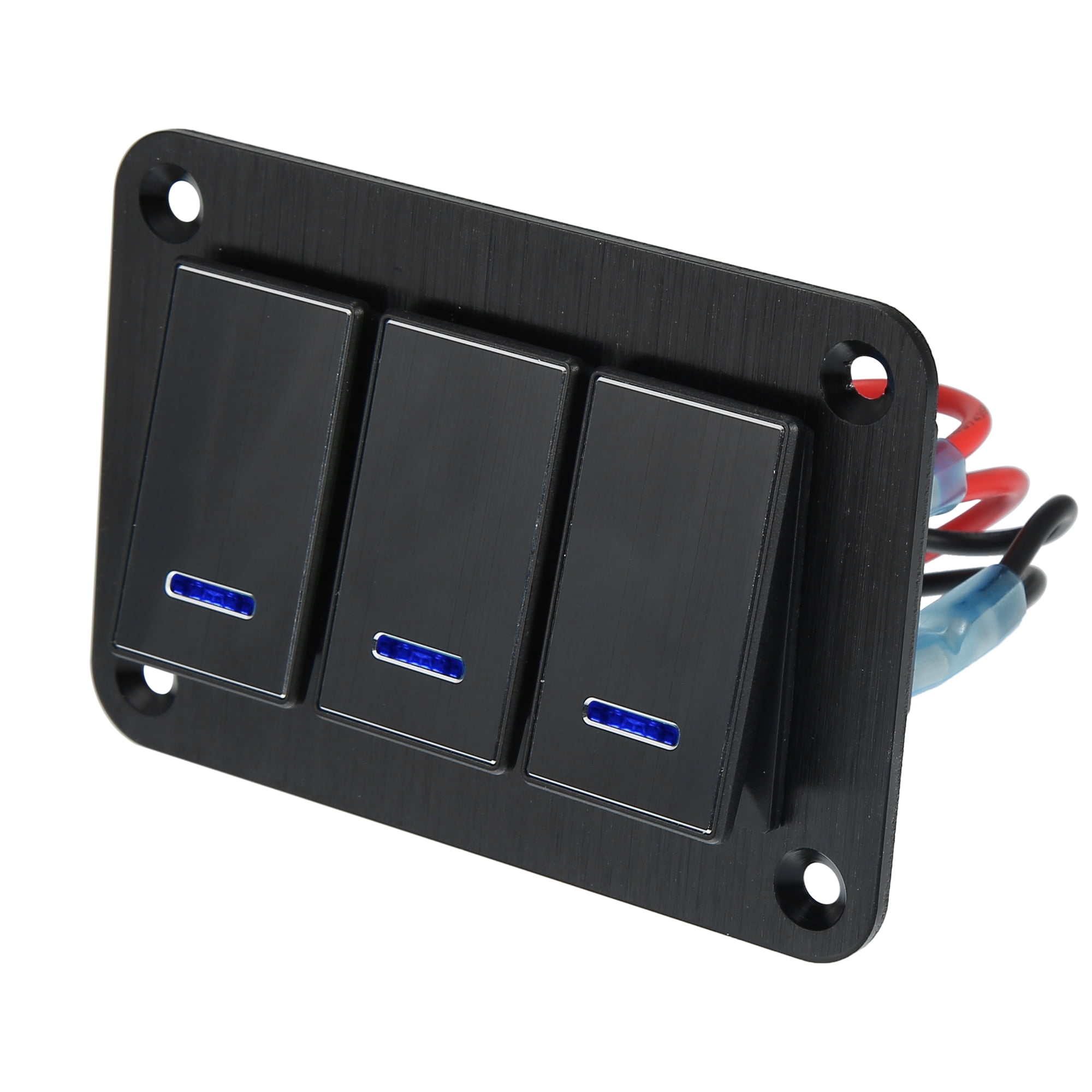 Unique Bargains 3 Gang Rocker Switch Panel, Pre-Wired, Aluminum, Blue ...