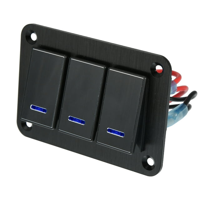 Unique Bargains 3 Gang Rocker Switch Panel, Pre-Wired, Aluminum, Blue ...