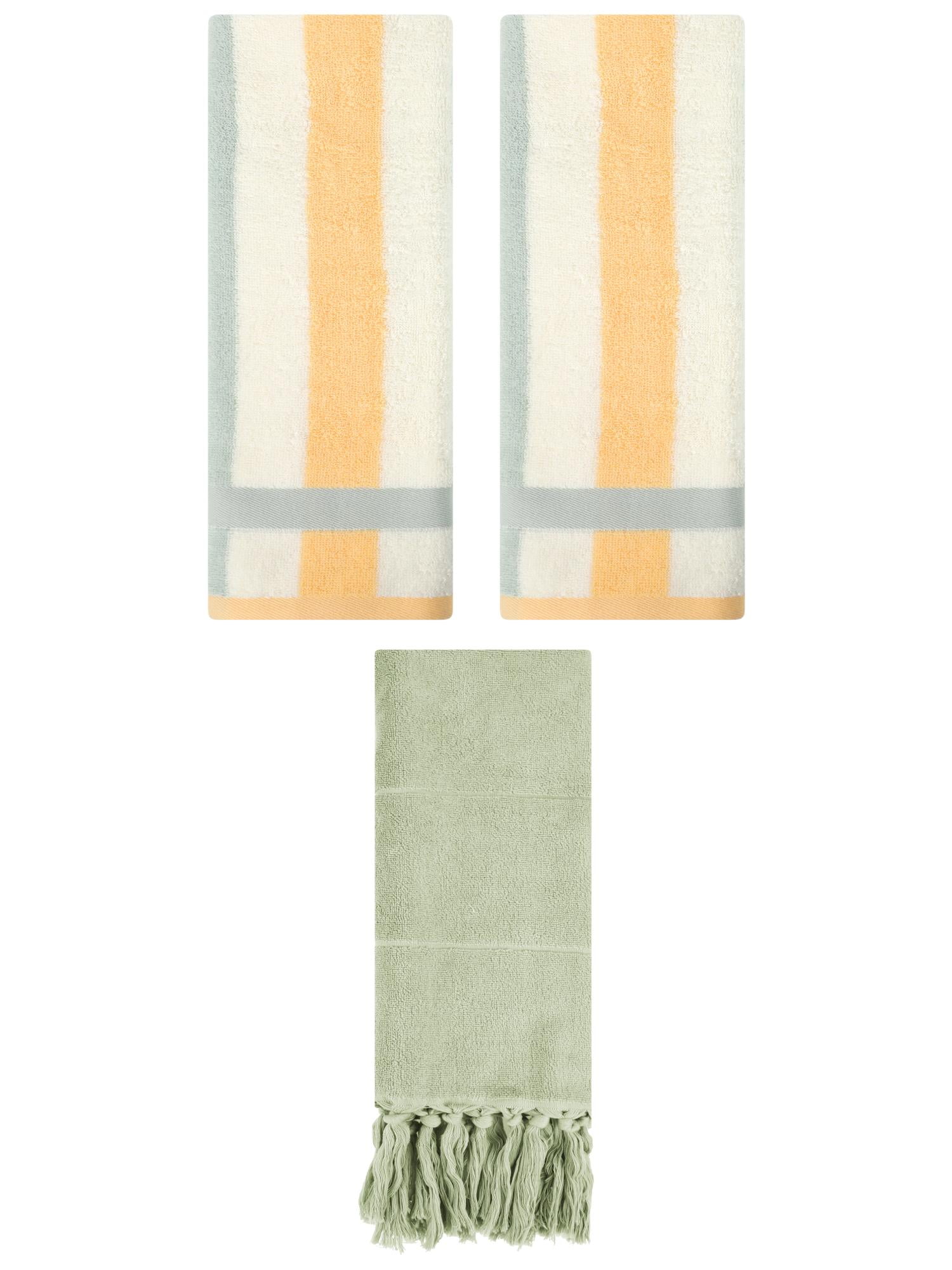 Unique Bargains 3 Pack Absorbent Comfy Hand Towel Green/Blue Orange 14 ...