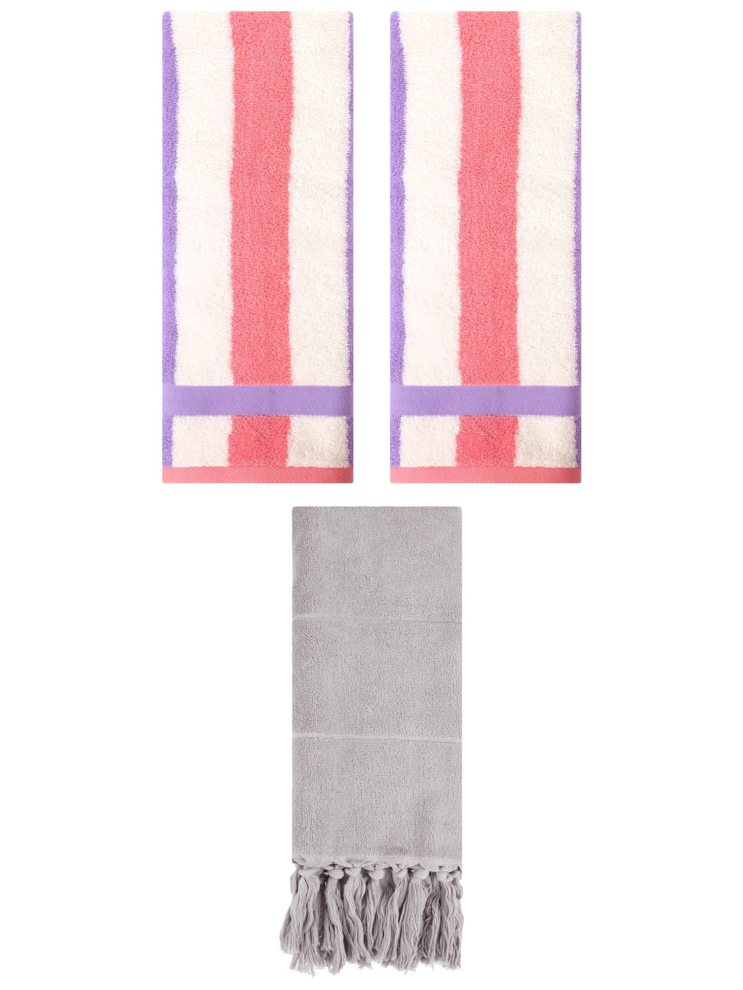 Unique Bargains 3 Pack Absorbent Comfy Hand Towel Grey/Purple Pink 14 ...