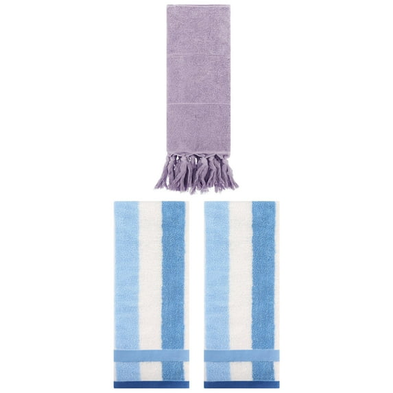 Unique Bargains 3 Pack Absorbent Comfy Hand Towel Purple/Blue 14"x30 ...