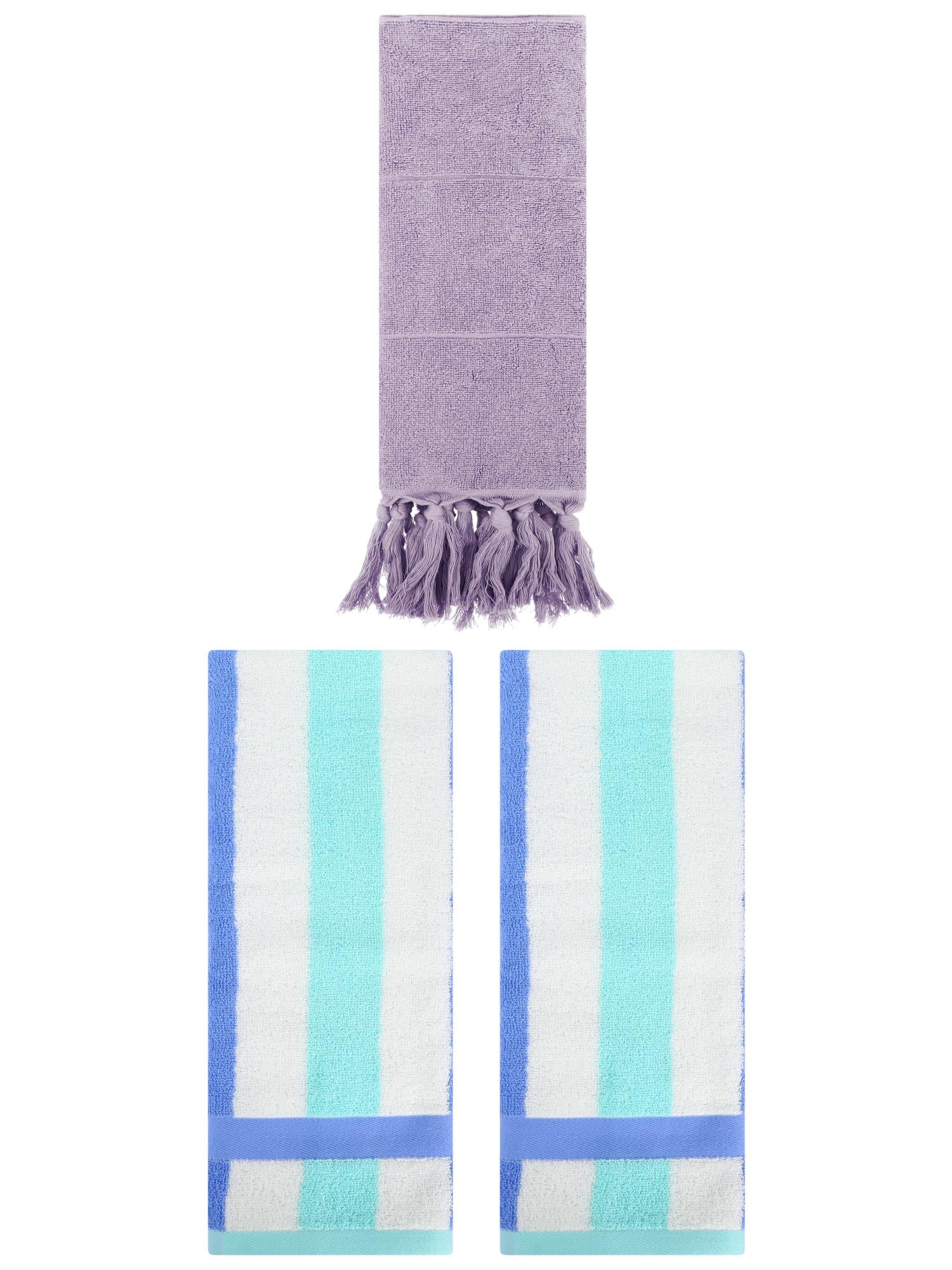 Unique Bargains 3 Pack Absorbent Comfy Hand Towel Purple/Blue Green 14 ...