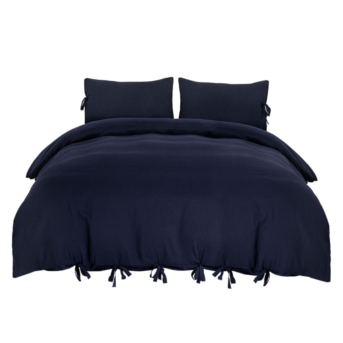 Queen Navy Blue Bow Tie Duvet Cover Set Microfiber - Walmart.com