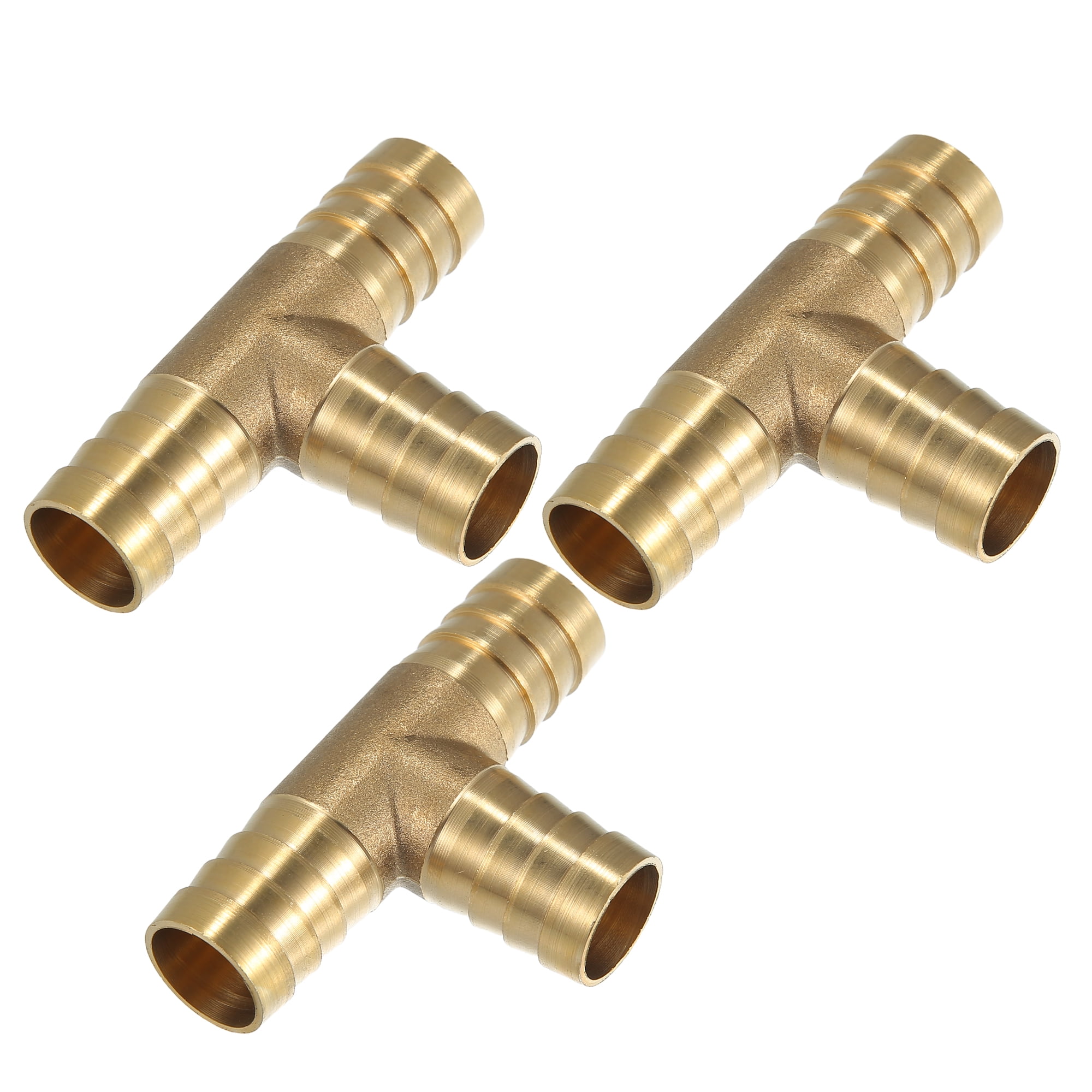 Unique Bargains 3 Pcs 16mm 0.63" Brass Car Barb Hose Fitting T Shape 3 ...