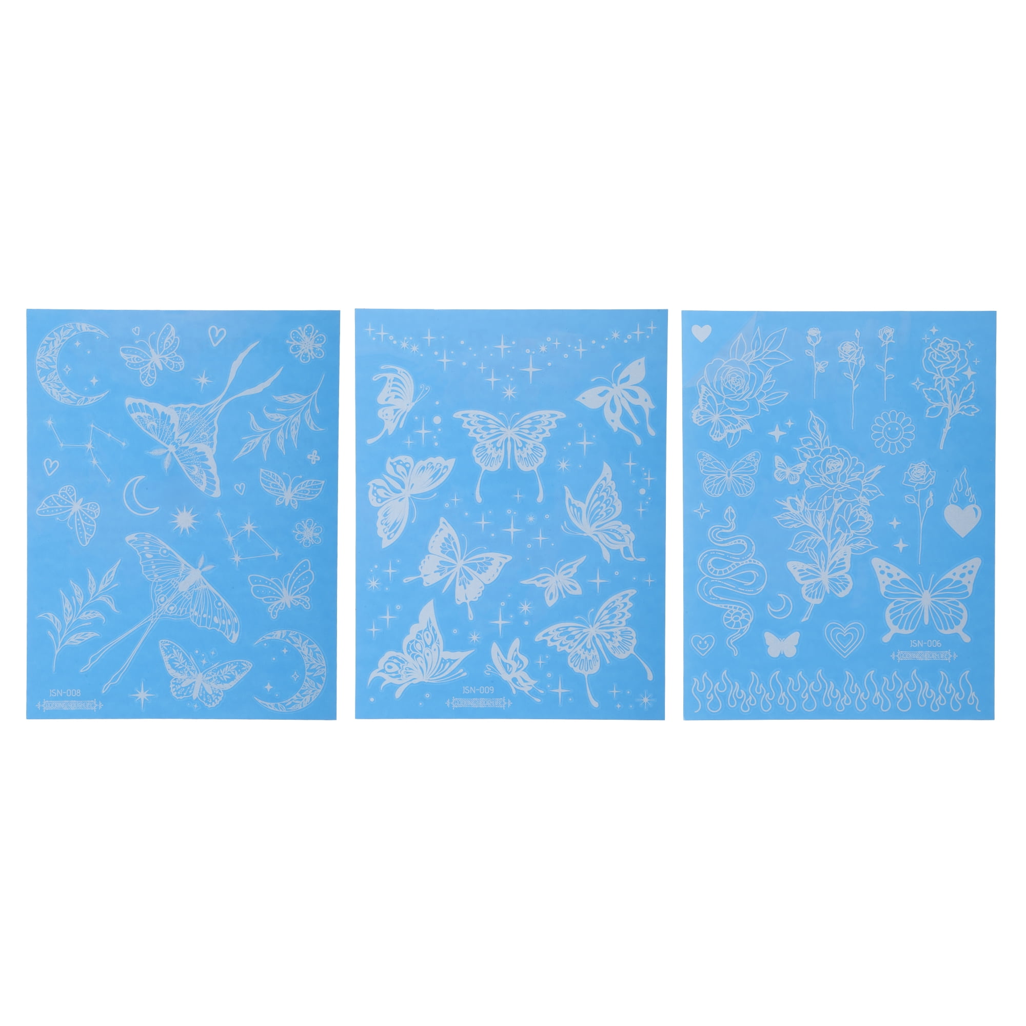 Unique Bargains 3 Pcs Luminous Fake Tattoos Butterfly Pattern Temporary ...
