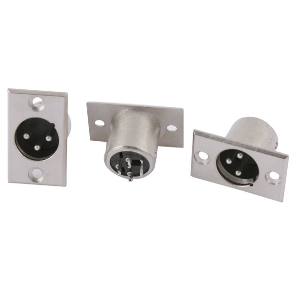 Unique Bargains 3 Pcs XLR 3 Pin Male Panel Mount Chassis Socket ...