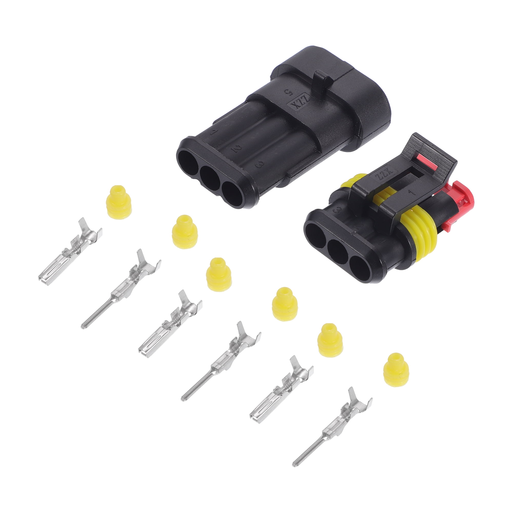 Unique Bargains 3 Pin Car Electrical Wire Connector Plug Kits Male ...