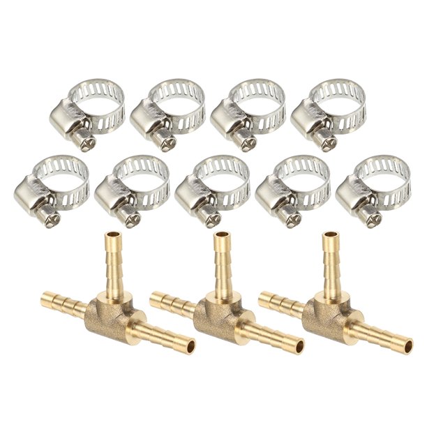 Unique Bargains 3 Set 4mm T Shape Hose Barb Barbed Tube Pipe Fitting ...