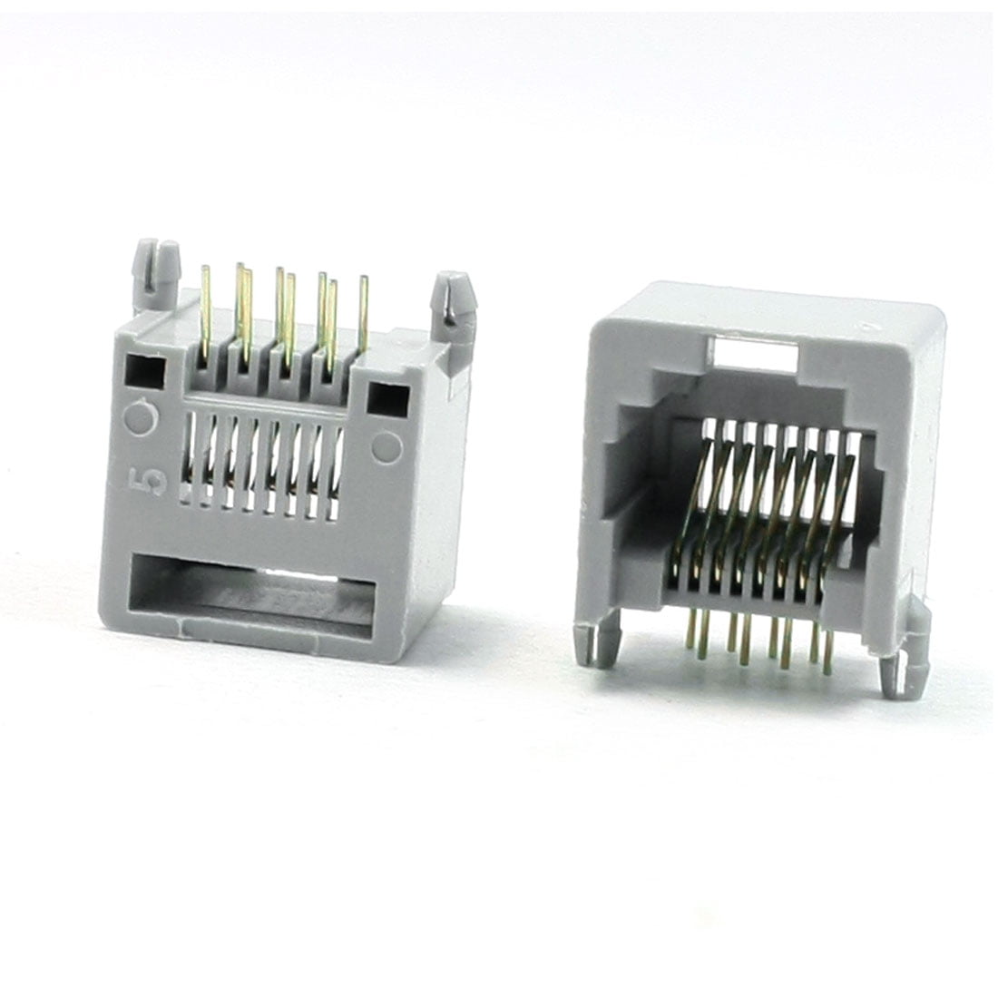 Unique Bargains 30 Pcs 13mm Length Gray Plastic Casing RJ45 8P8C Modular Network PCB Jack Socket ...