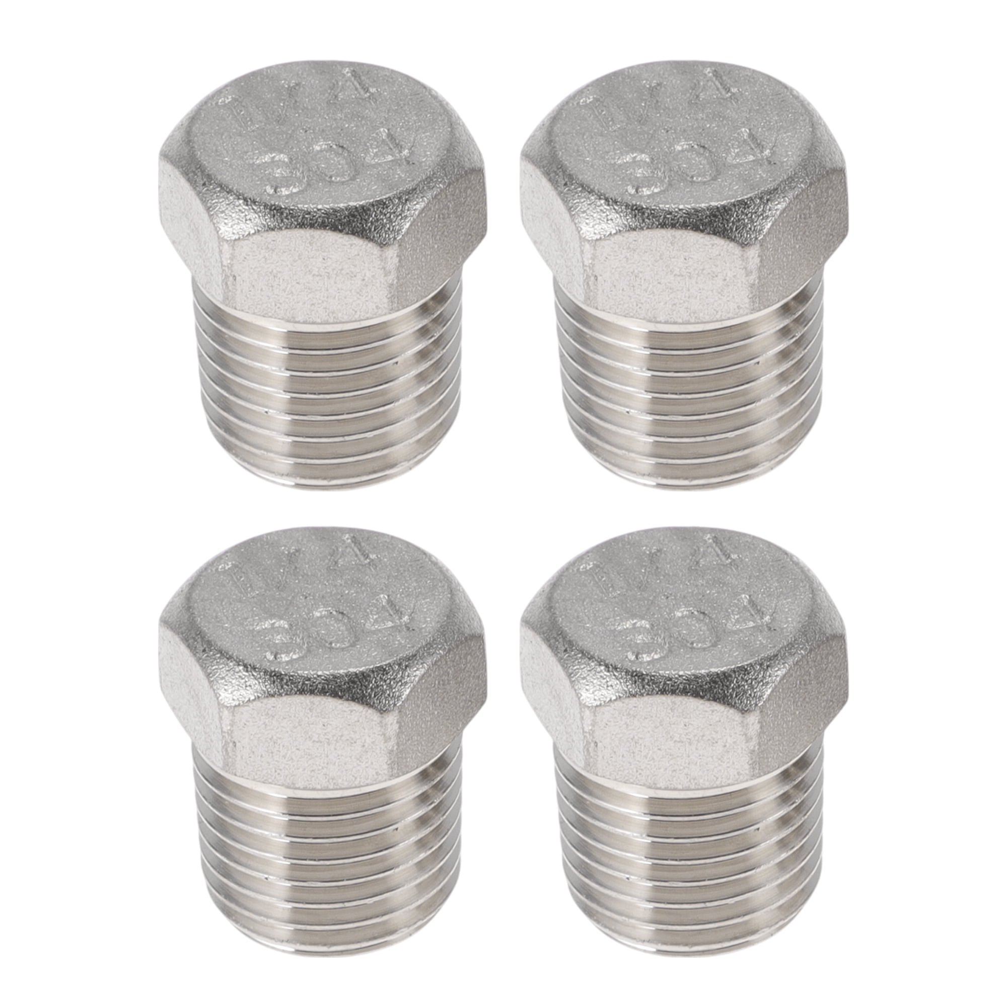 Unique Bargains 304 Stainless Steel Pipe Fittings 1/4"BSPT Outer Hex ...