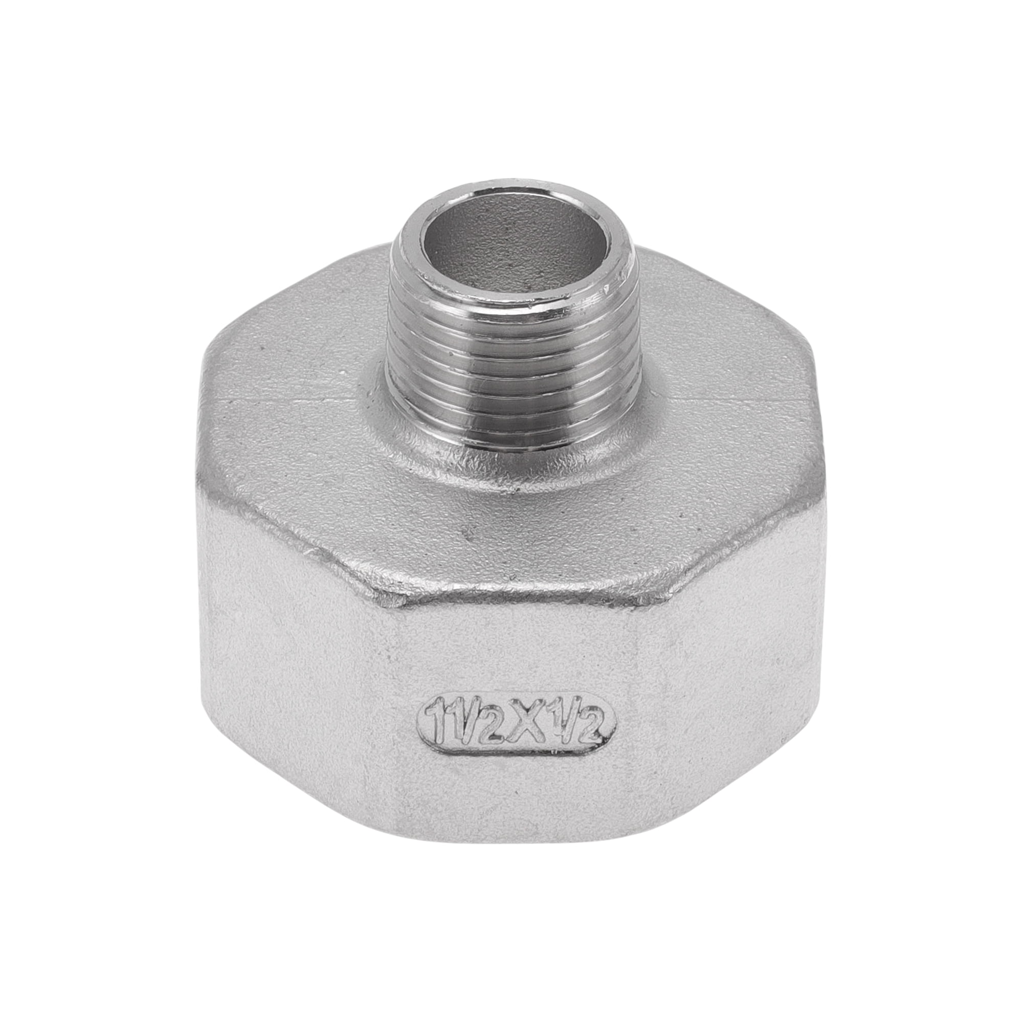 Unique Bargains 304 Stainless Steel Pipe Fittings 1.5"Female x 1/2"Male ...
