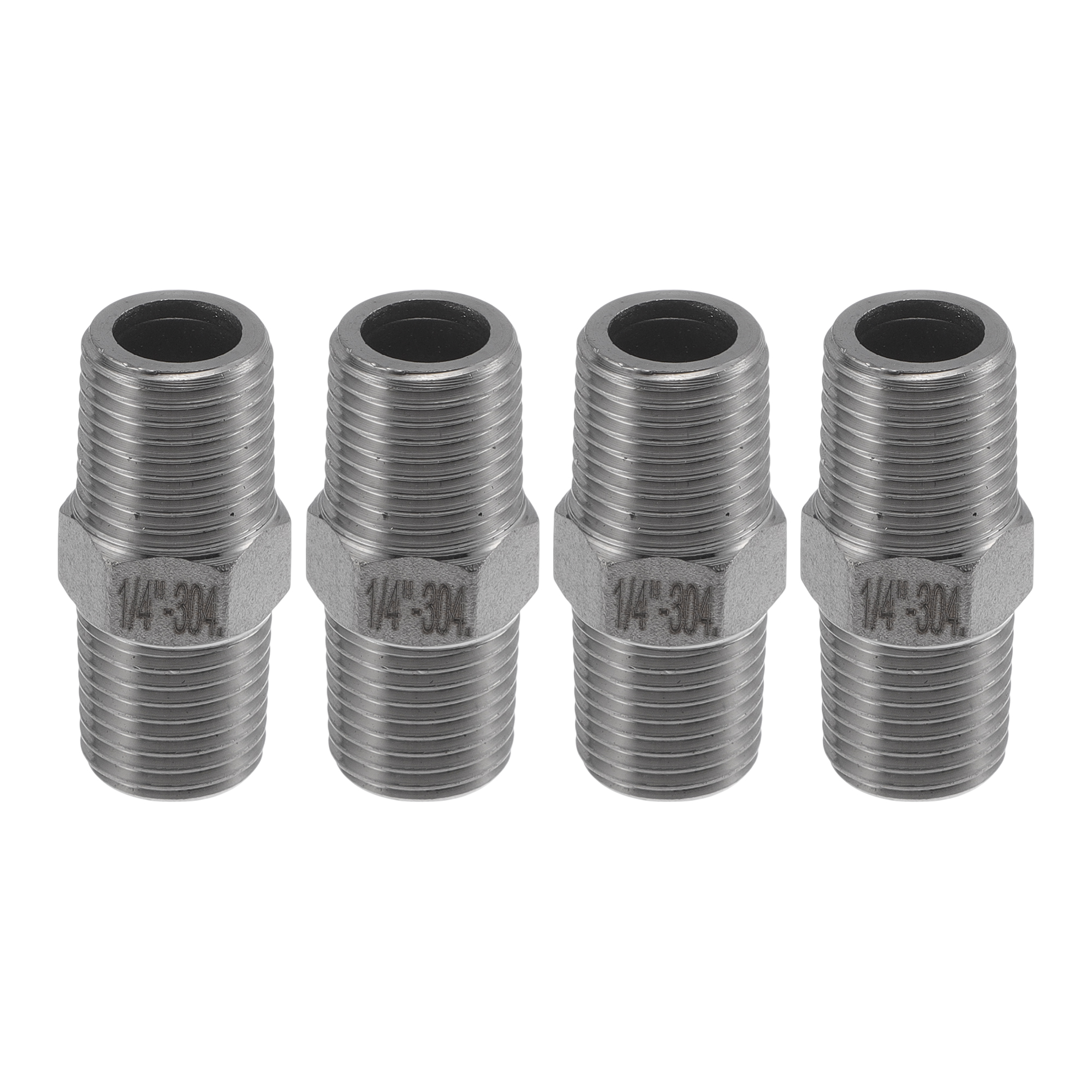 Unique Bargains 304 Stainless Steel Pipe Fittings 1/4"BSPT Male Hex ...
