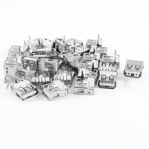 Unique Bargains 30pcs 90 Degree 4 Pins DIP Through Point USB A Female ...
