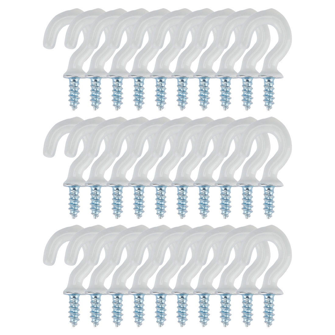 Unique Bargains 30pcs Cup Hooks 1/2 Inch Vinyl Coated Screw-in Ceiling ...