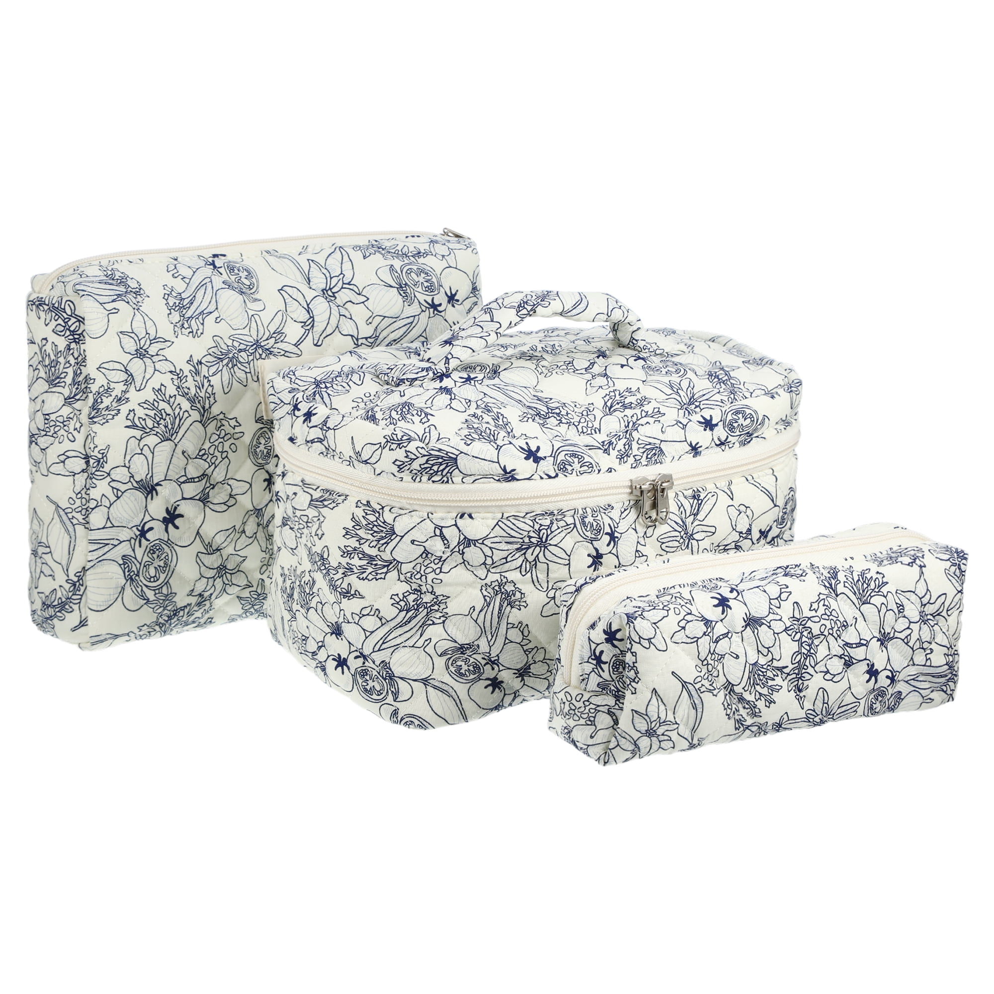 Unique Bargains 3pcs Quilted Makeup Bag Large Capacity Cosmetic Bag ...