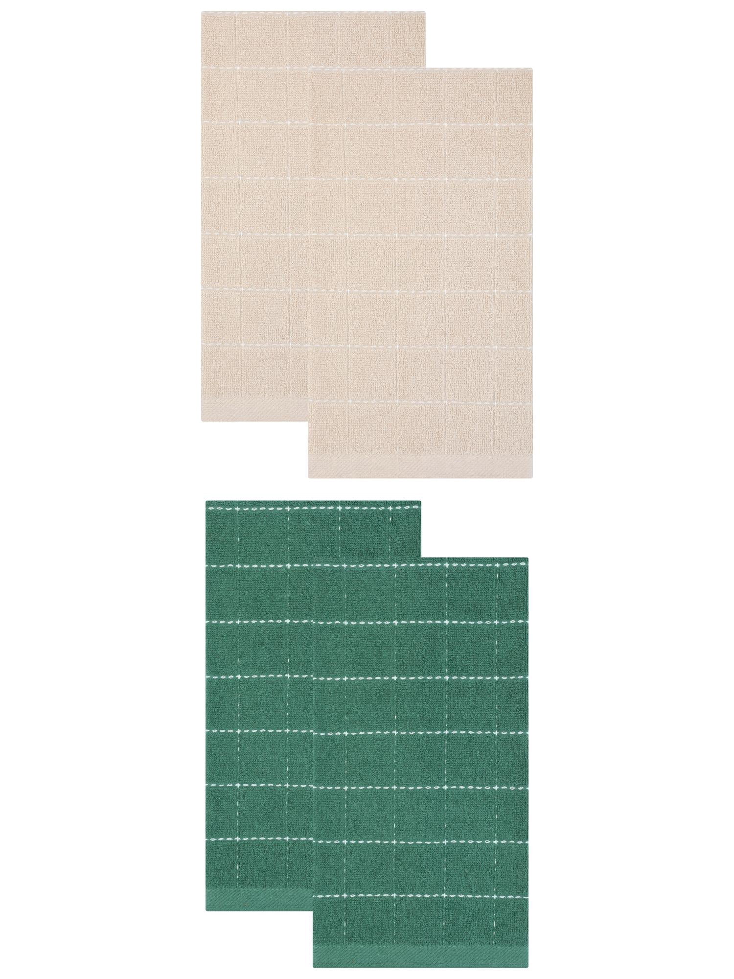 Unique Bargains 4 Pack Absorbent Cotton Reusable Dish Cloths Dark Green ...