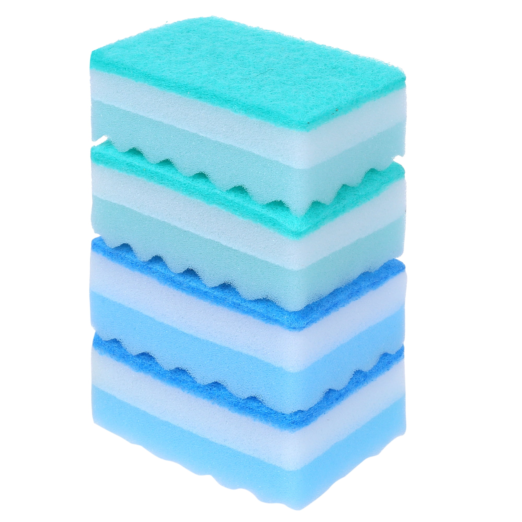 Unique Bargains 4 Pack Non-Scratch Scrub Sponges Home Kitchen Cleaning ...