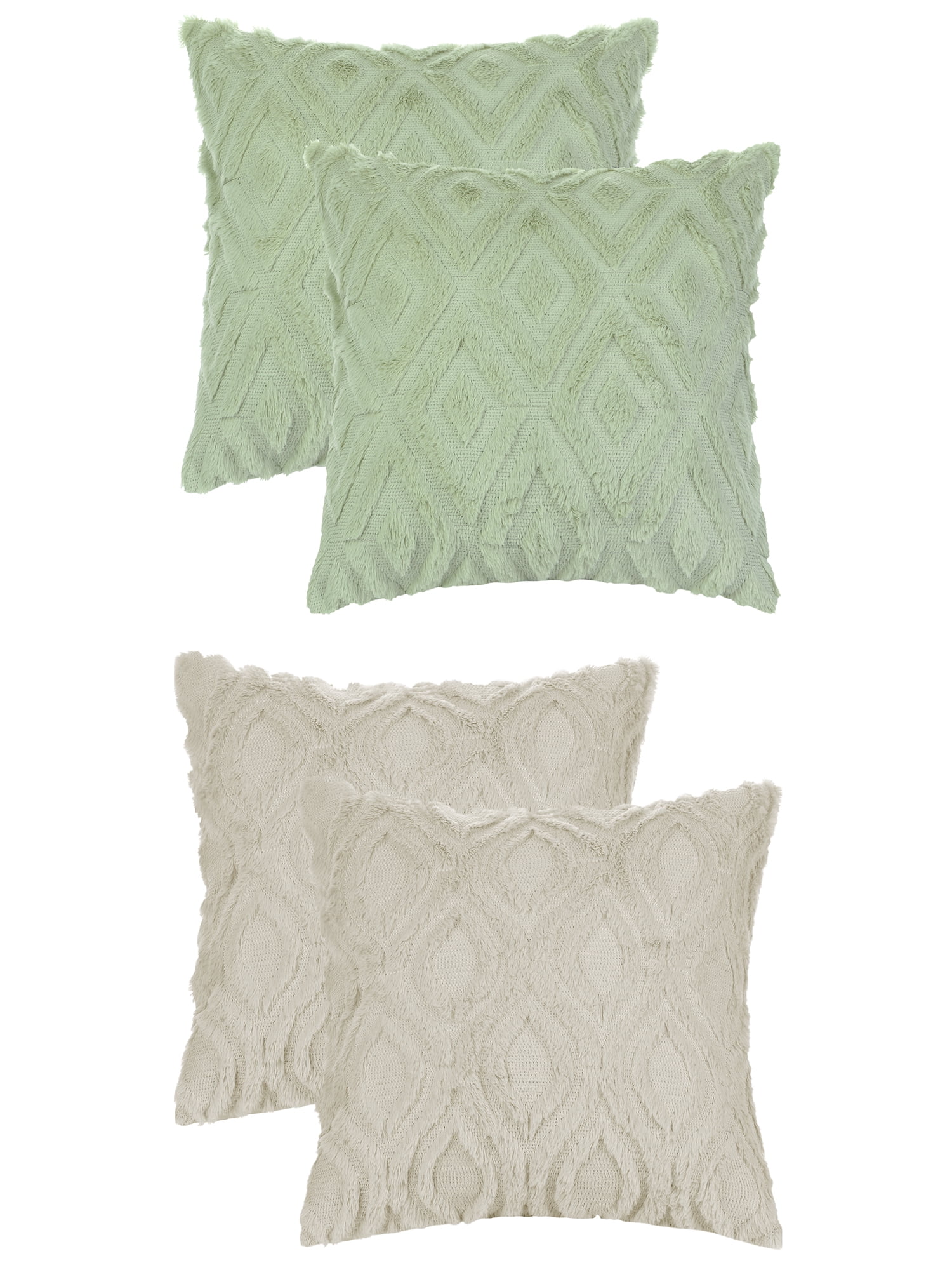 Unique Bargains 4 Pack Shaggy Plush Throw Pillow Covers Soft Couch ...