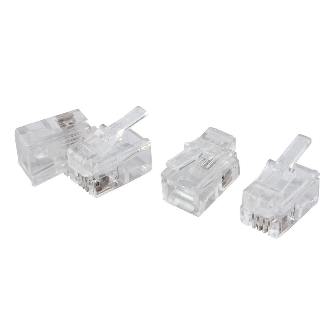 Unique Bargains 4 Pcs 4 Pin Male RJ10 Jack Phone Handset Cord Connector ...