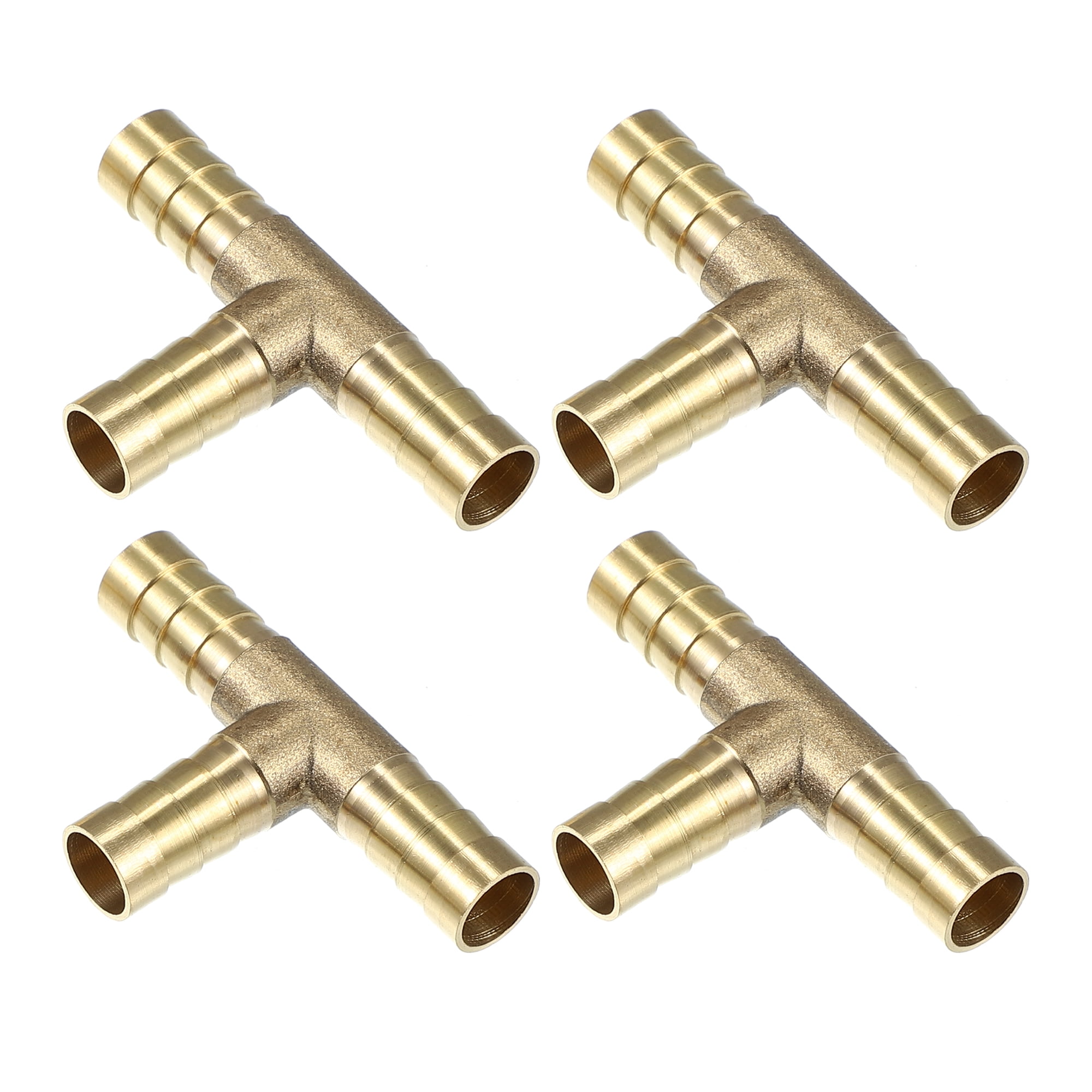 Unique Bargains 4 Pcs 8mm 3 Way T Shape Hose Barb Brass Adapter for Air ...