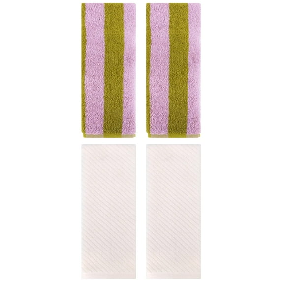 Unique Bargains 4 Pcs Cotton Soft Stripe Hand Towel 14" x 30" Pink ...
