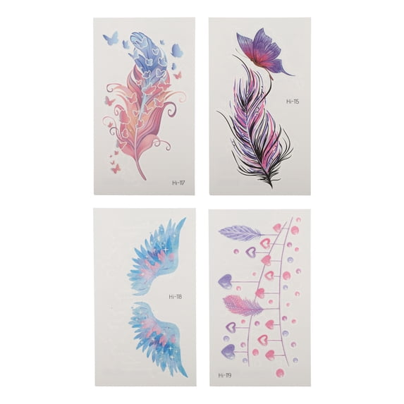 Unique Bargains 4 Pcs Luminous Fake Tattoos Wings Feathers Pattern ...
