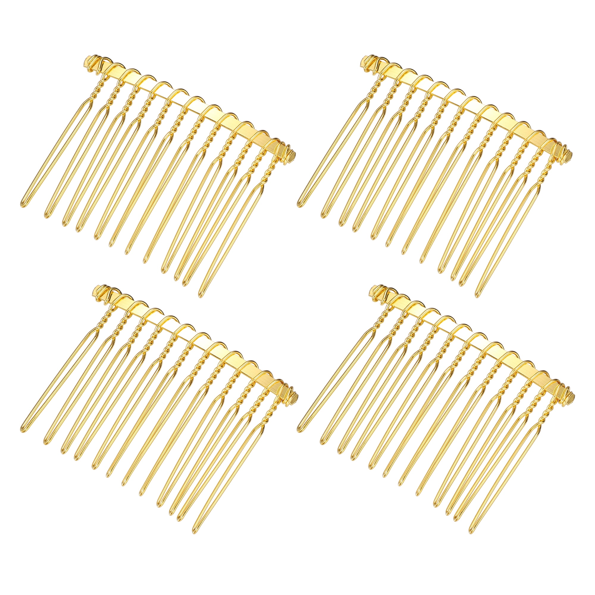 Unique Bargains No Slip Hair Side Combs Accessories Metal 2" Gold ...