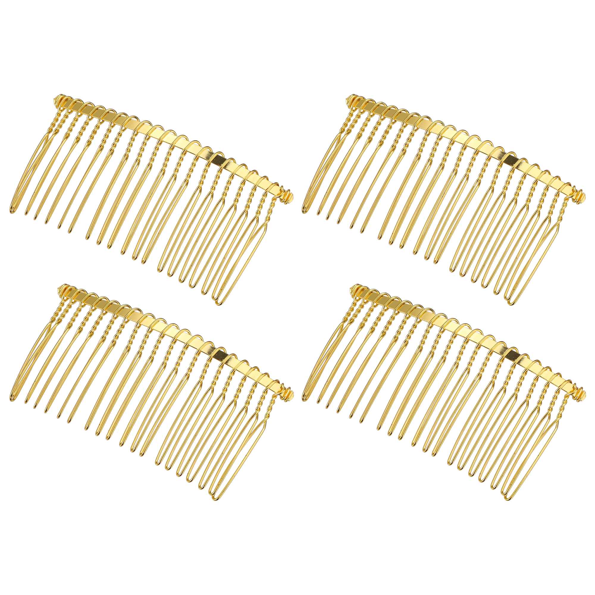 Unique Bargains 4 Pcs No Slip Hair Side Combs Accessories Metal 3" Gold ...