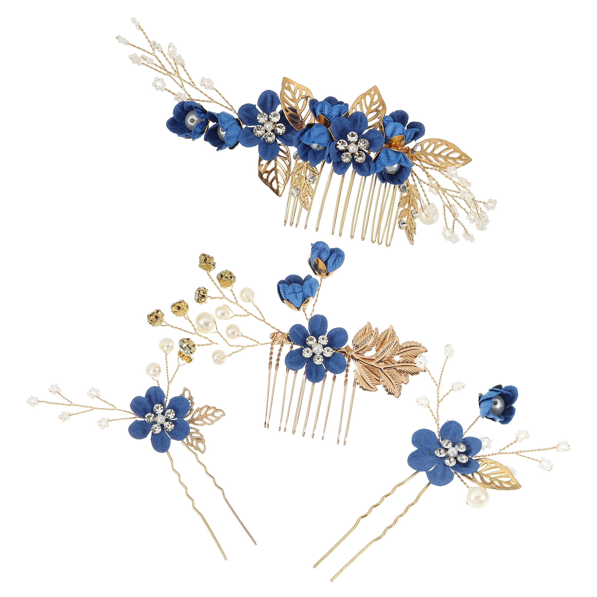 Unique Bargains 4 Pcs Rhinestone Hair Comb Hair Piece for Bride Wedding ...
