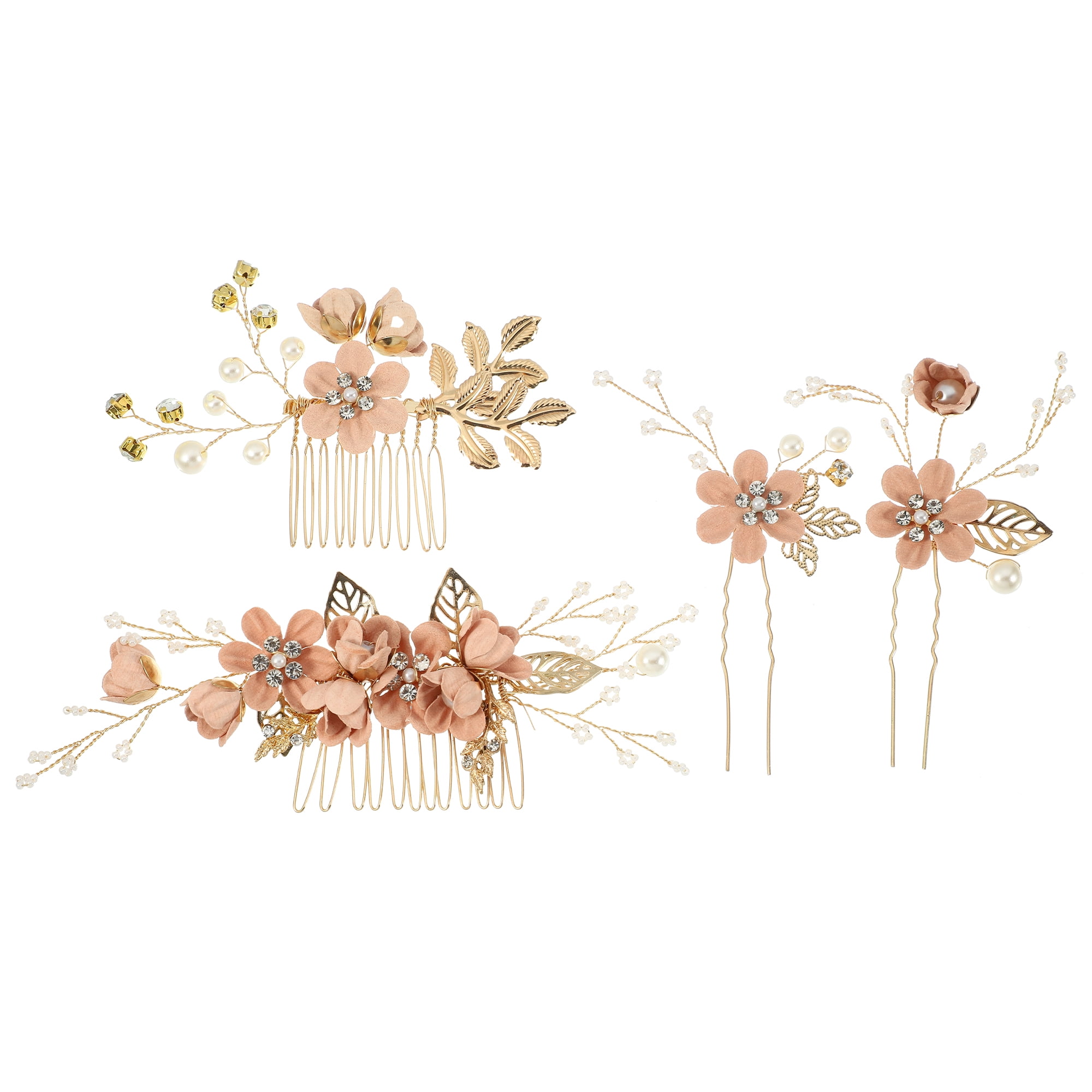 Unique Bargains 4 Pcs Rhinestone Hair Comb Hair Piece for Bride Wedding ...