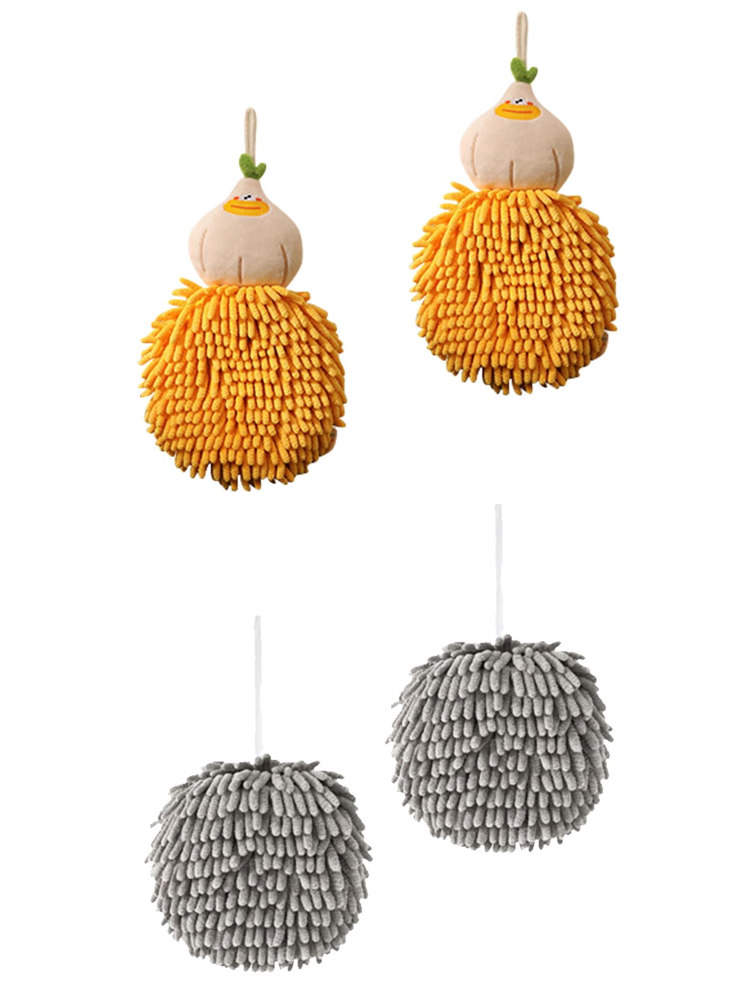Unique Bargains 4 Pcs Soft Fluffy Ball Hand Towels Grey/Orange 6" x 6 ...