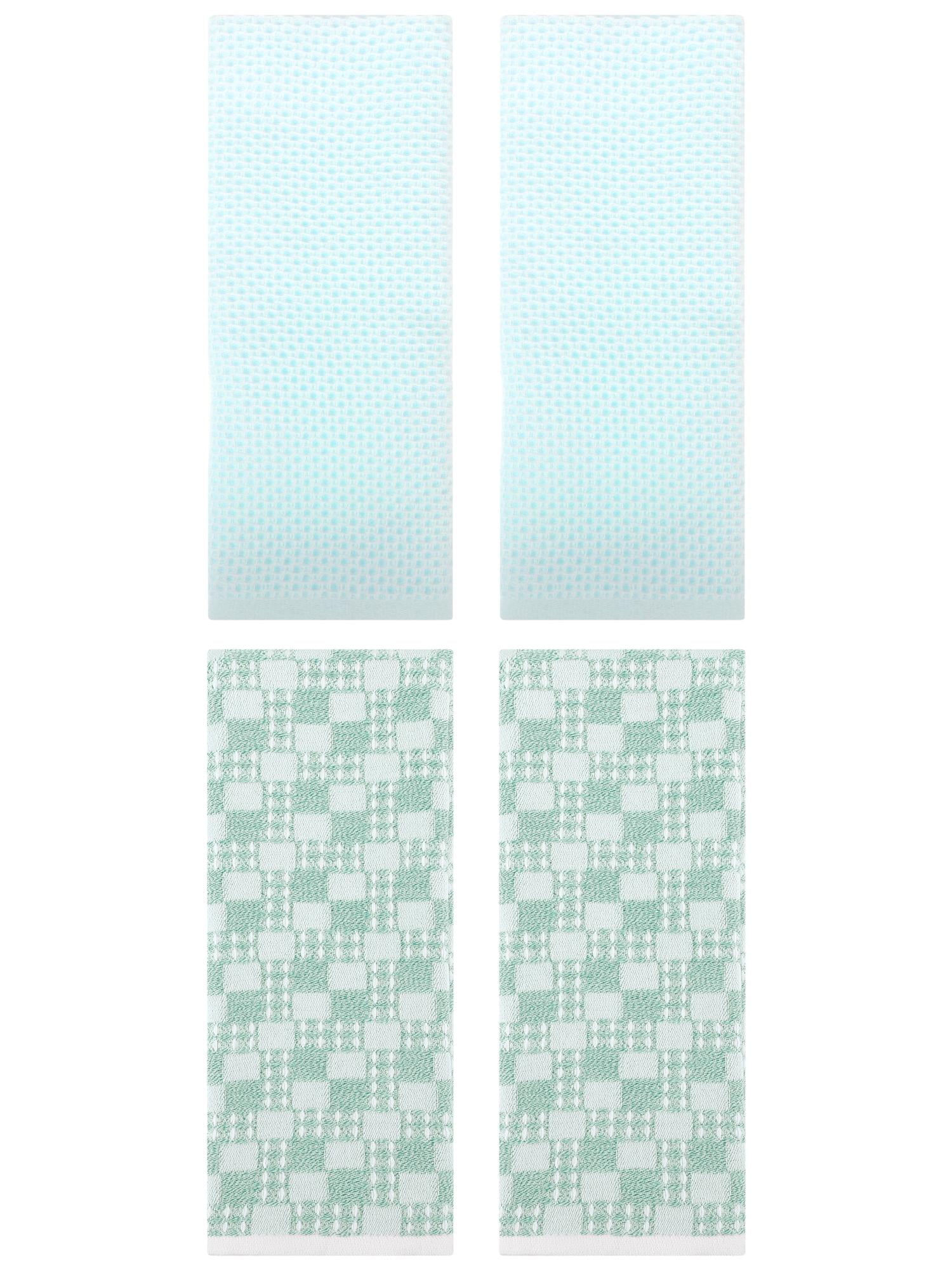 Unique Bargains 4 Pcs Soft Waffle Design Hand Towel Light Cyan/Green 13 ...
